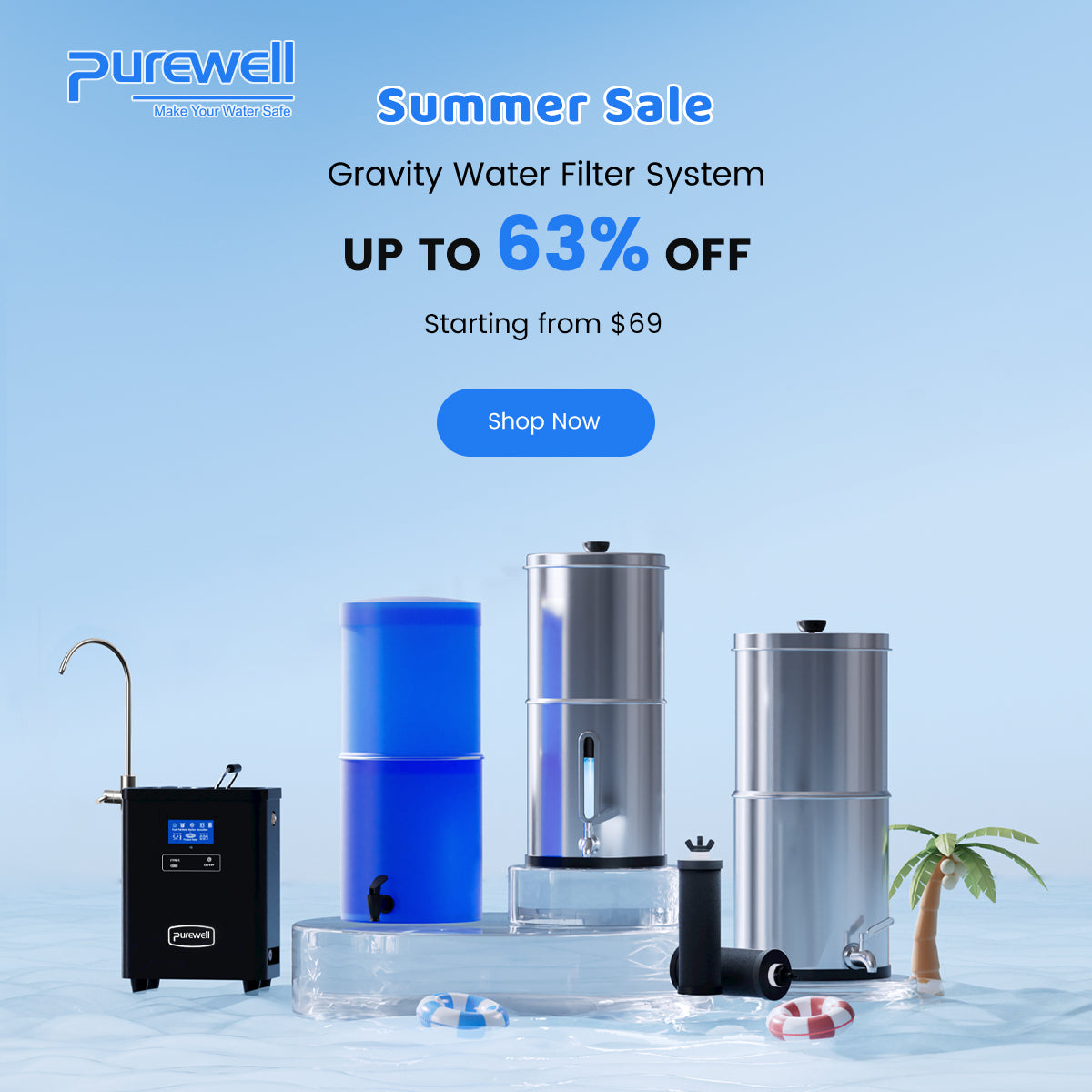 summer sale – Purewell - Gravity-fed Water Filtration System