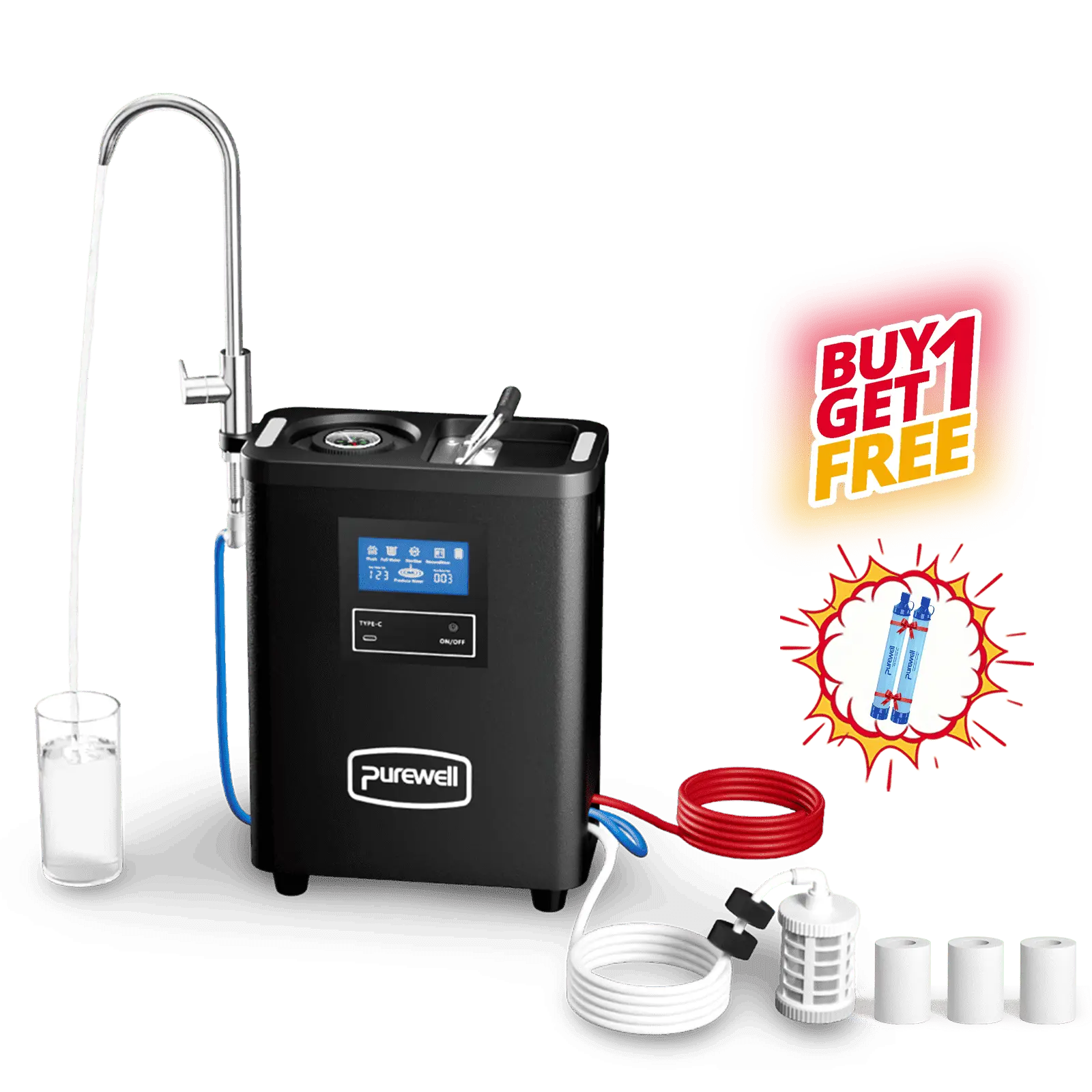 Purewell® - Portable RO Water Purifier NSF/SGS Certified, Remove PFOA ...