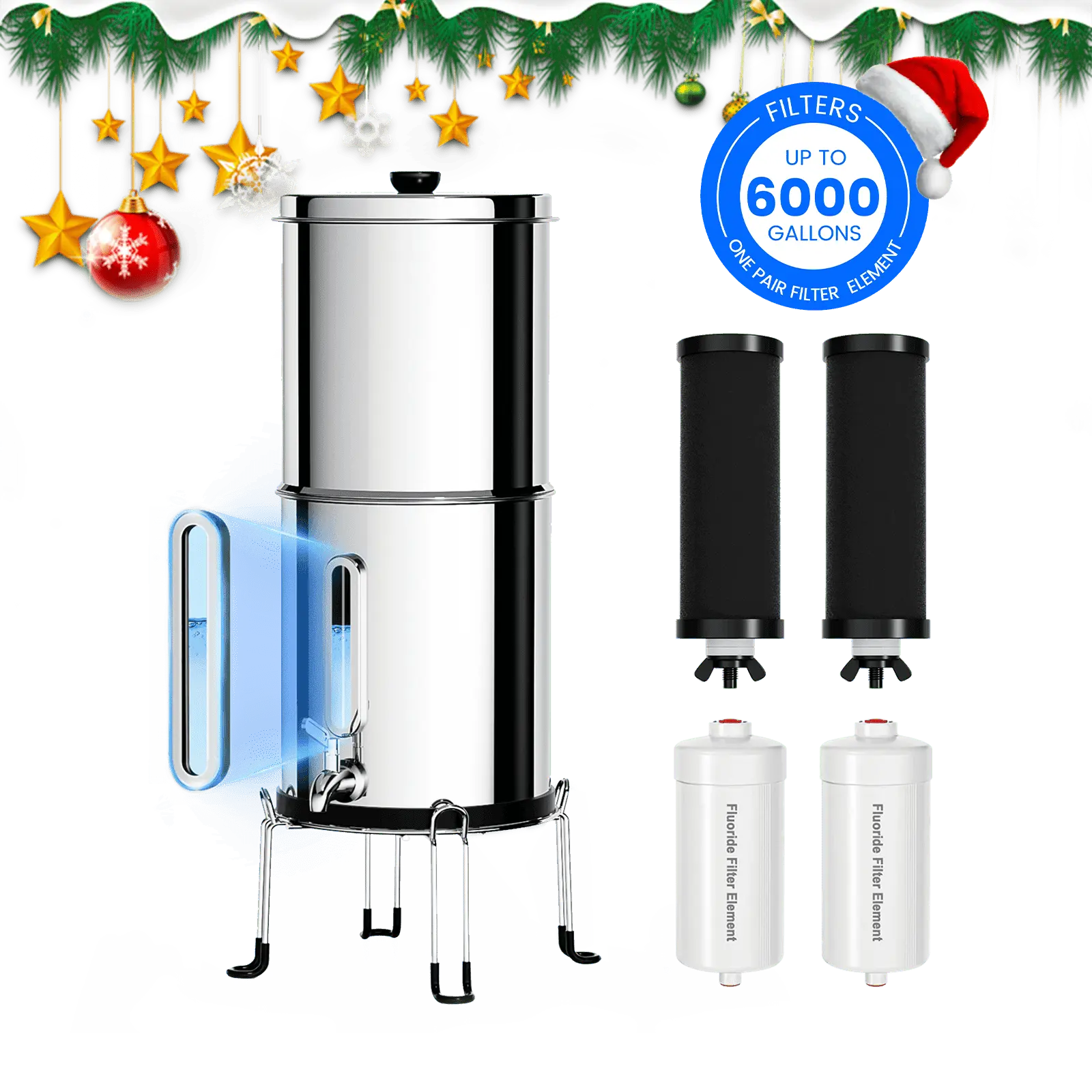 Purewell® – K Series - 2.25 Gallons 304 Stainless Steel Gravity-fed Wa ...