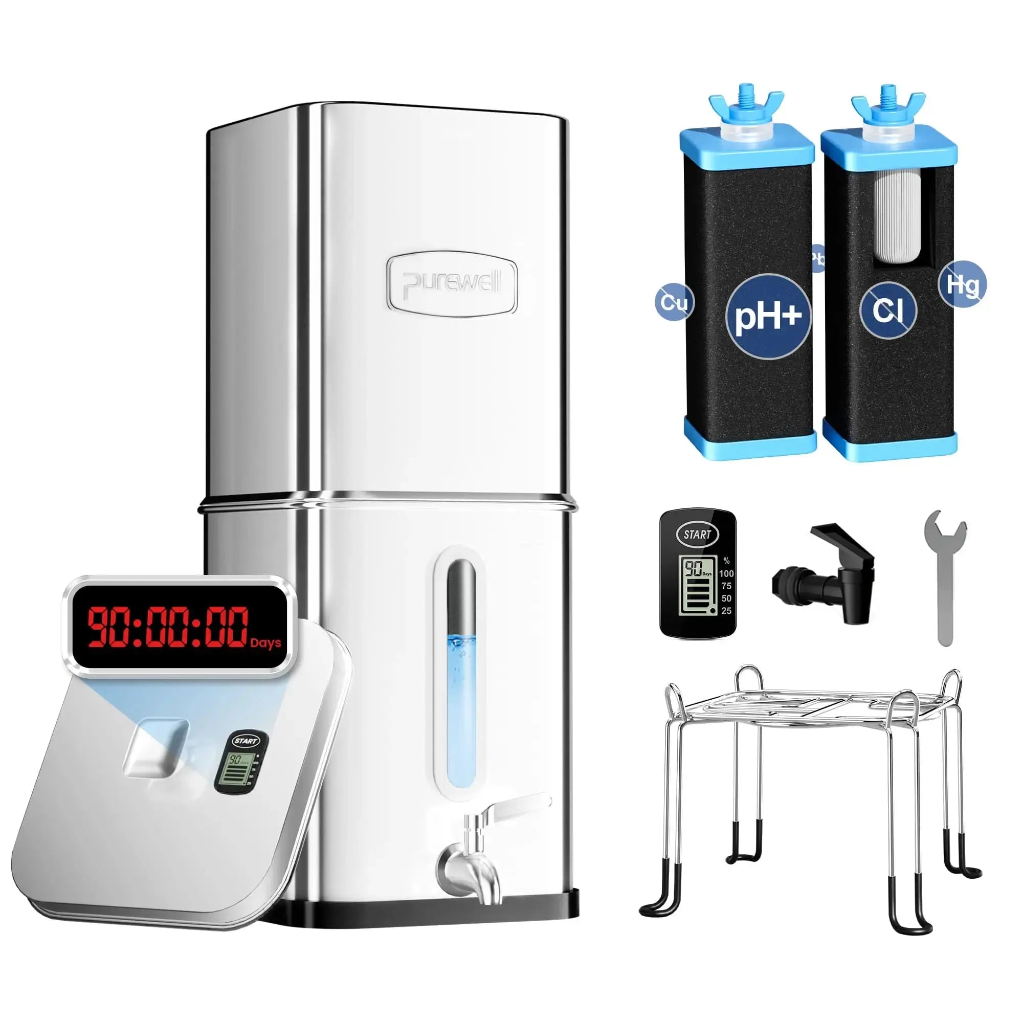 Purewell® – Square Series - 2.25 Gallons 304 Stainless Steel Gravity-f ...